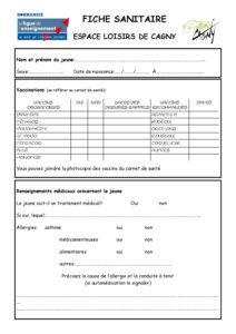 Fiche sanitaire Local Jeunes de Cagny | La Ligue de l'enseignement de ...